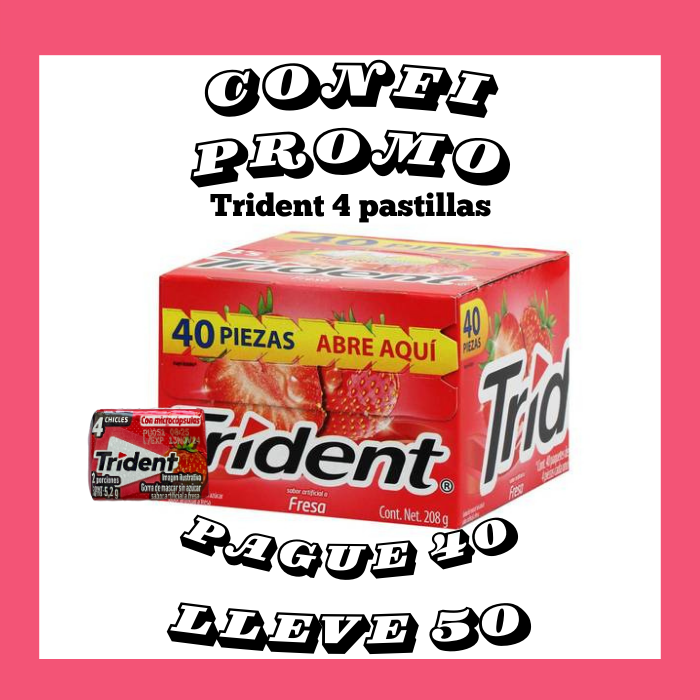 TRIDENT 4 PASTILLAS *40unid – Confitiendas Real